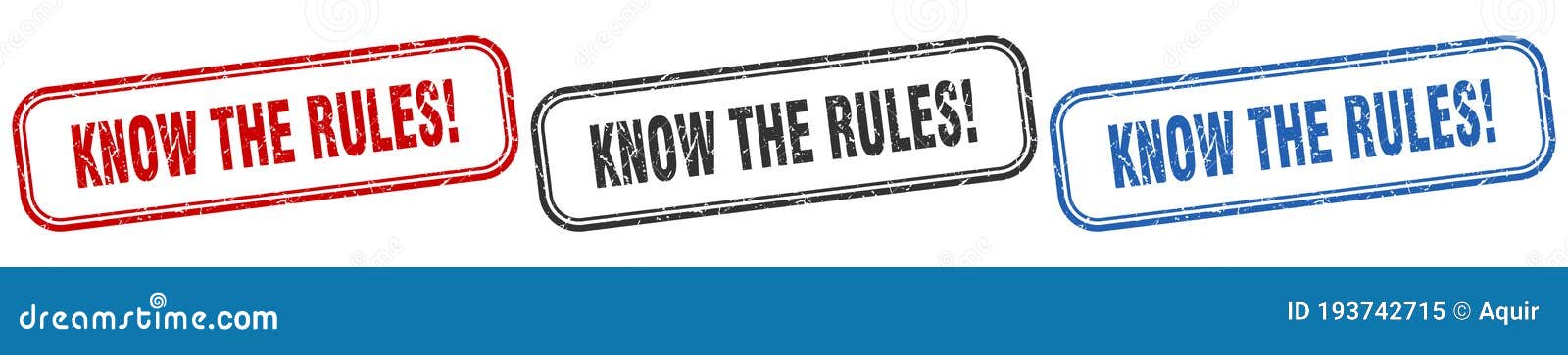 Know the Rules Square Isolated Sign Set. Know the Rules Stamp Stock ...