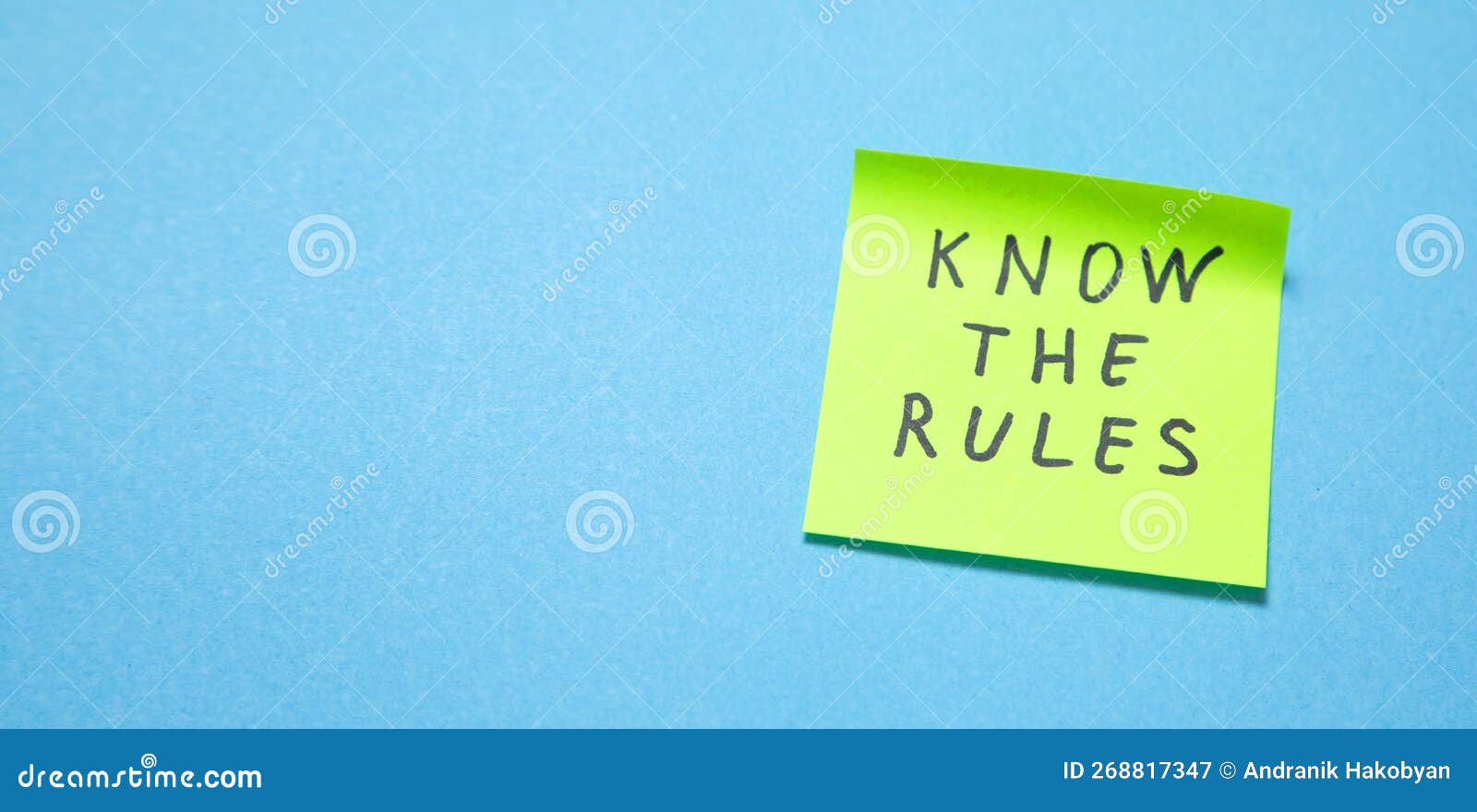 Know the Rules on Sticky Note on the Blue Background Stock Image ...