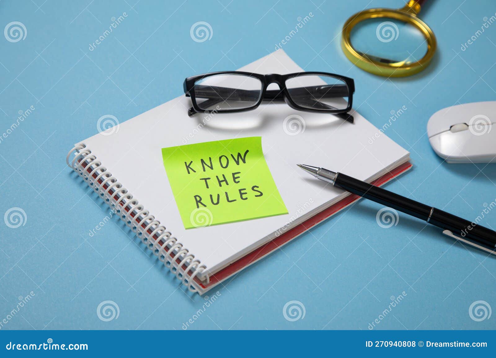 Know the Rules on Sticky Note on the Blue Background Stock Photo ...
