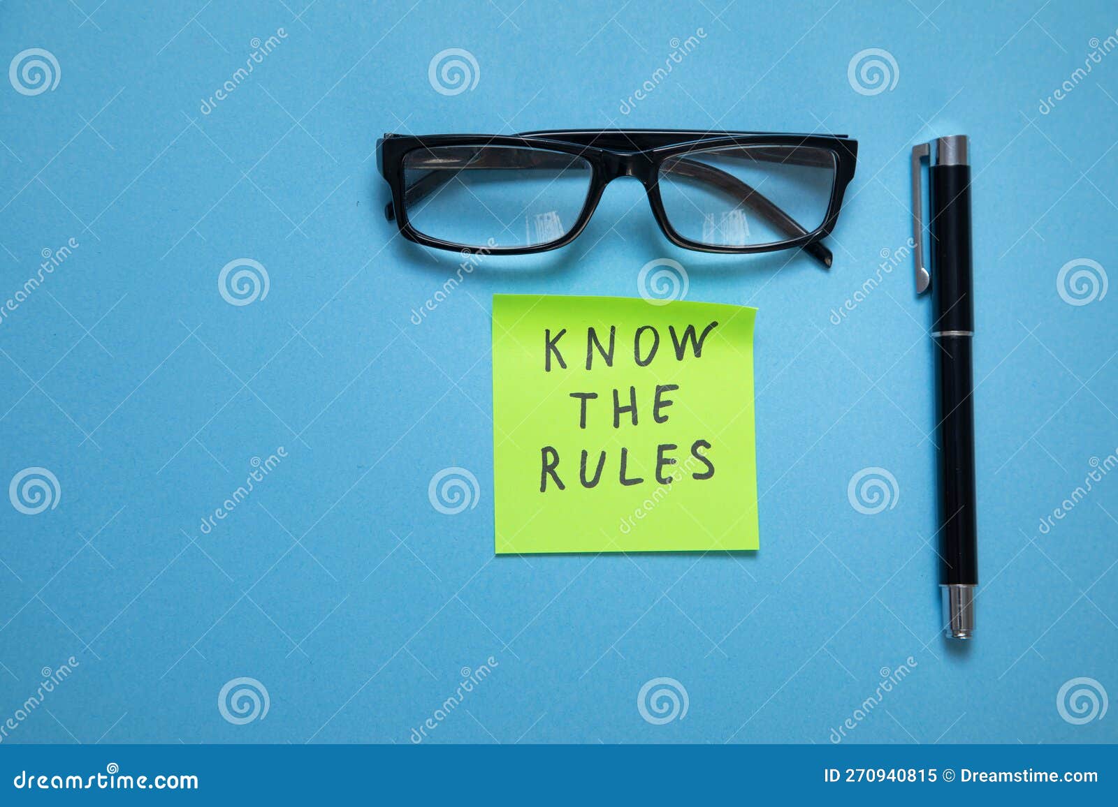 Know the Rules on Sticky Note on the Blue Background Stock Image ...