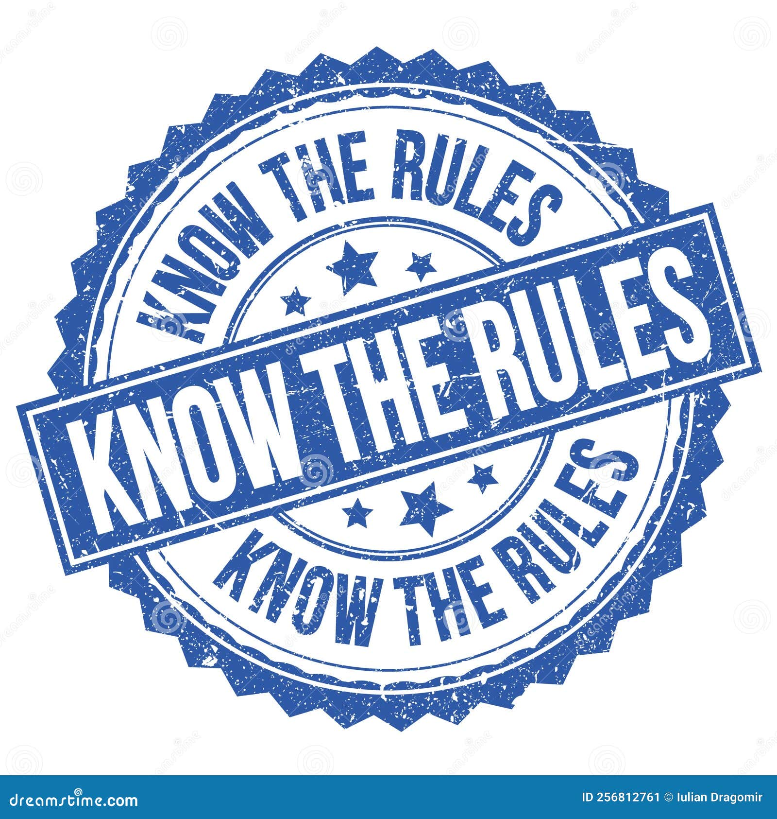 KNOW the RULES Text on Blue Round Stamp Sign Stock Illustration ...