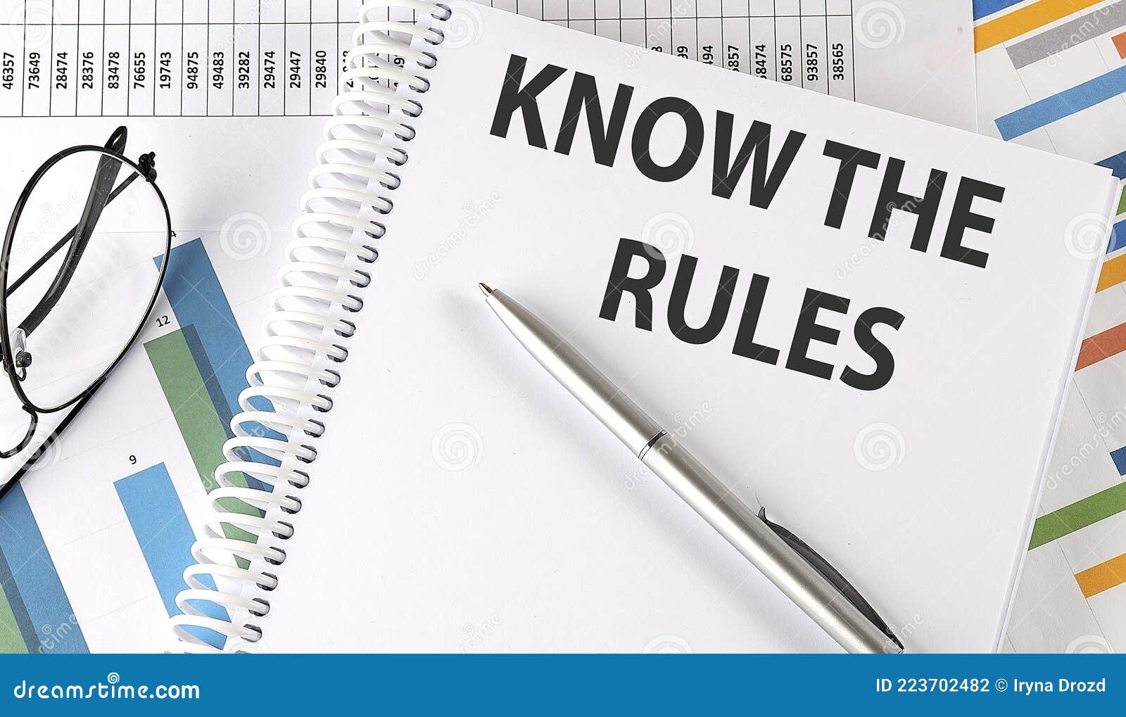 KNOW the RULES Text , Pen and Glasses on the Chart Stock Photo - Image ...