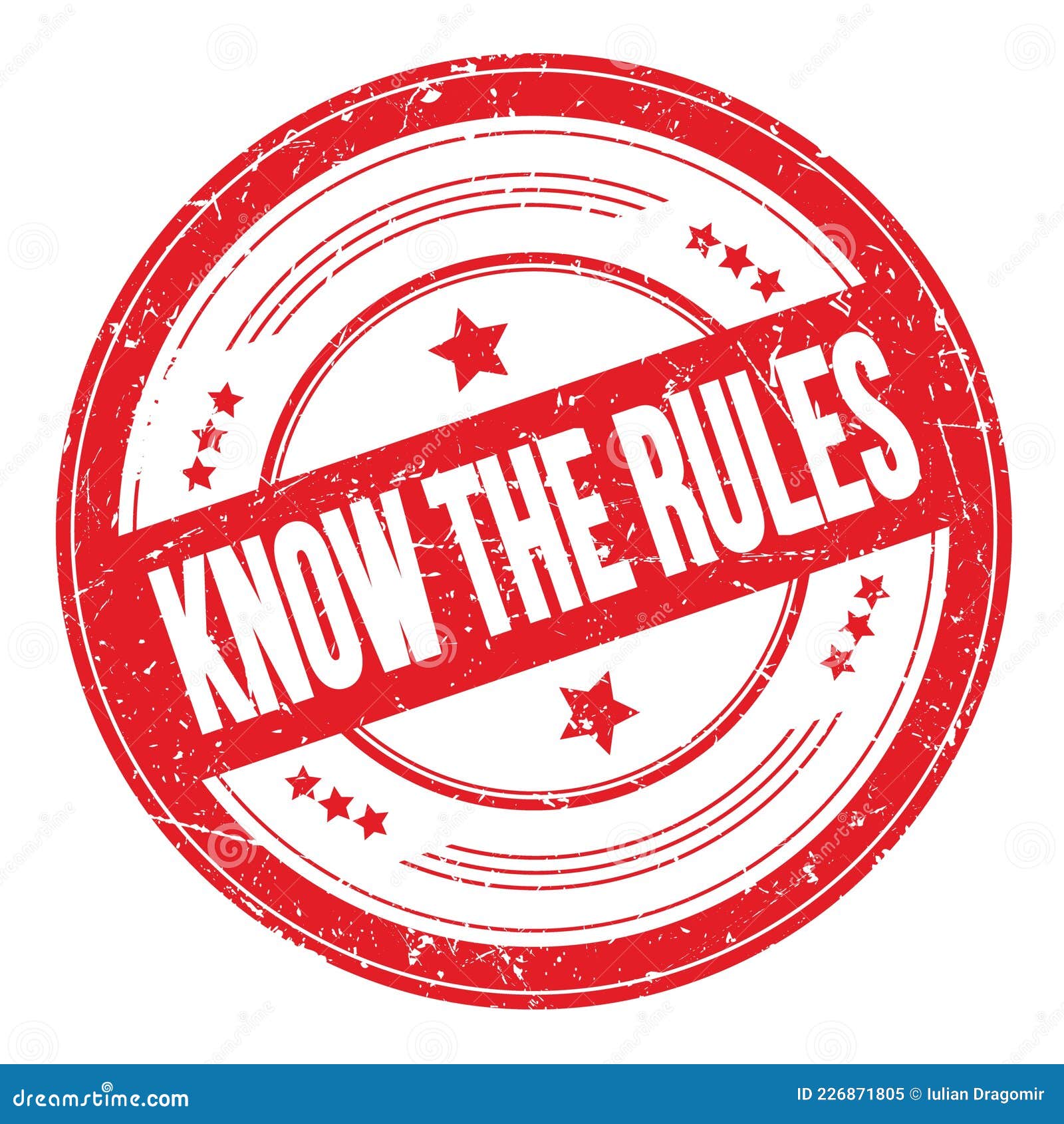 KNOW the RULES Text on Red Round Grungy Stamp Stock Illustration ...