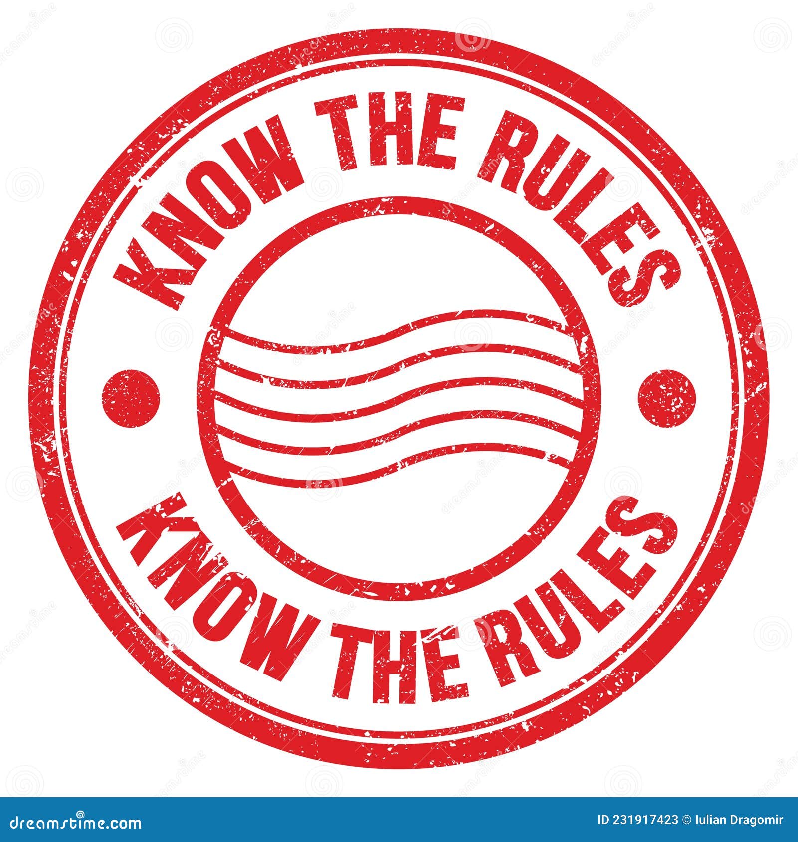 KNOW the RULES Text Written on Red Round Postal Stamp Sign Stock ...