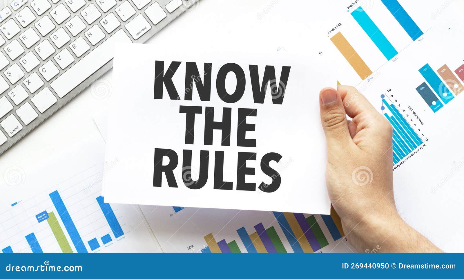 Know the Rules Words on Paper with Charts and Keyboard Stock Photo ...
