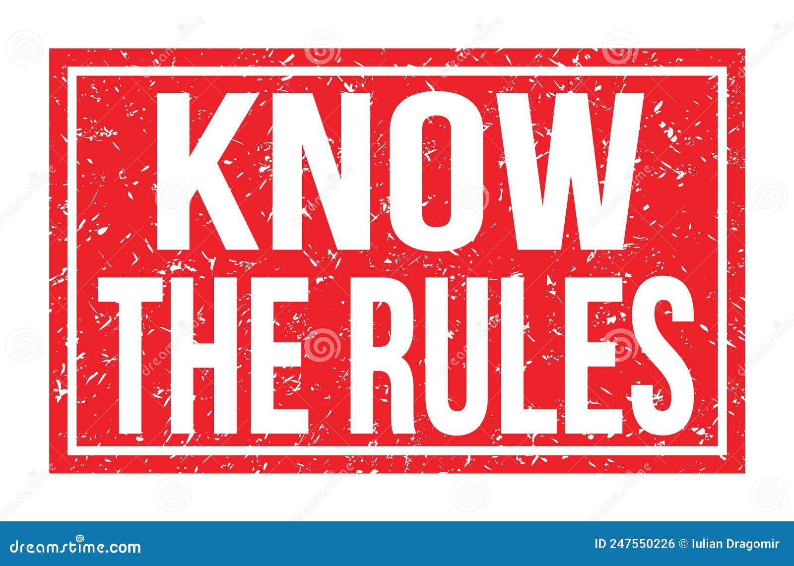 KNOW the RULES, Words on Red Rectangle Stamp Sign Stock Illustration ...