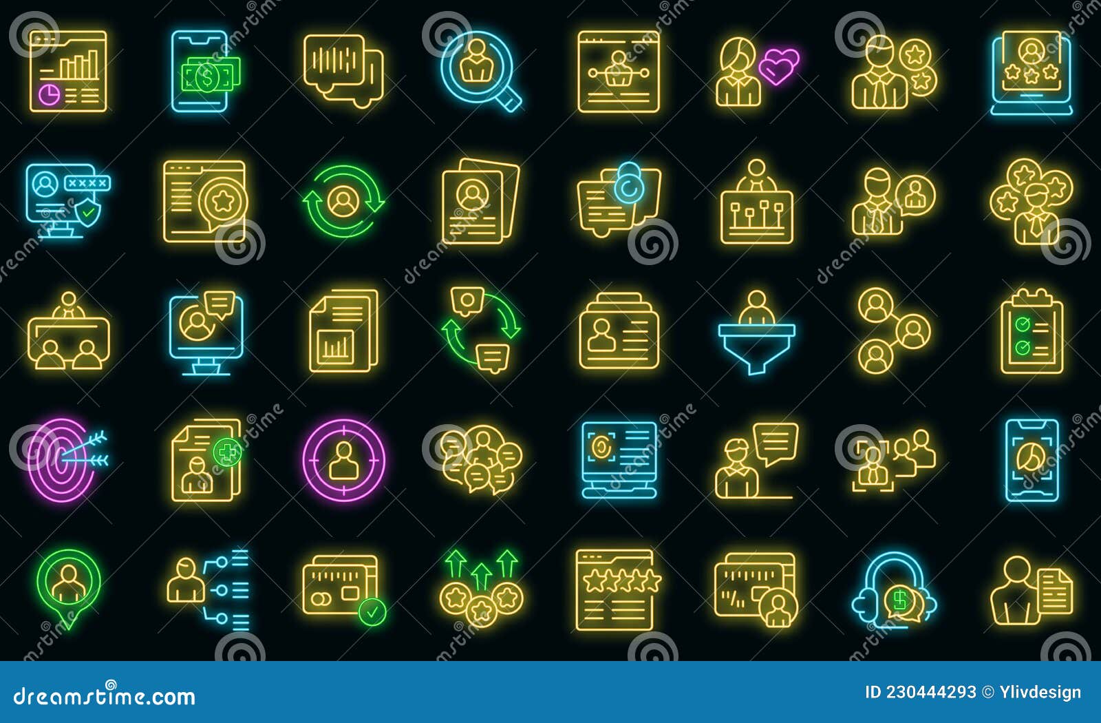 Know Your Client Icons Set Vector Neon Stock Vector - Illustration of ...