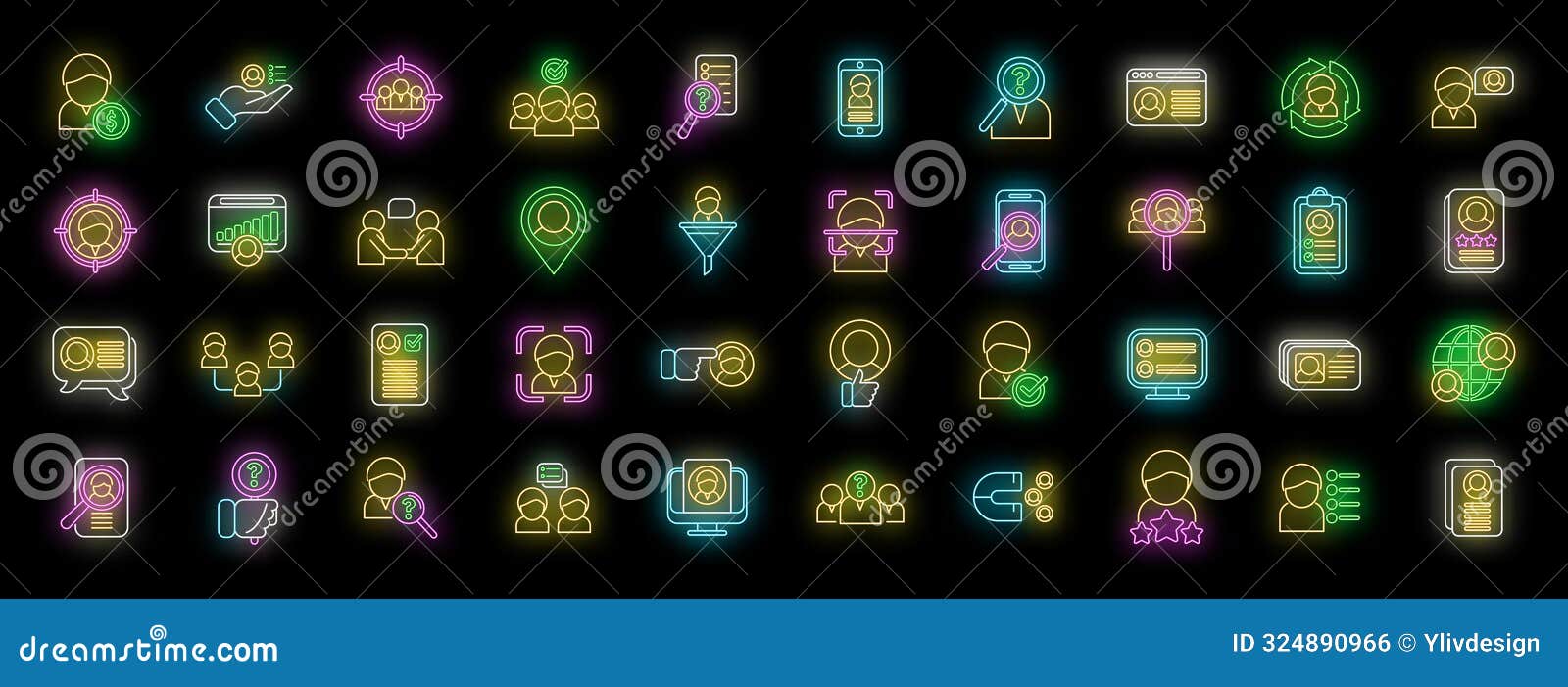 Know Your Client Icons Set Vector Neon Stock Vector - Illustration of ...