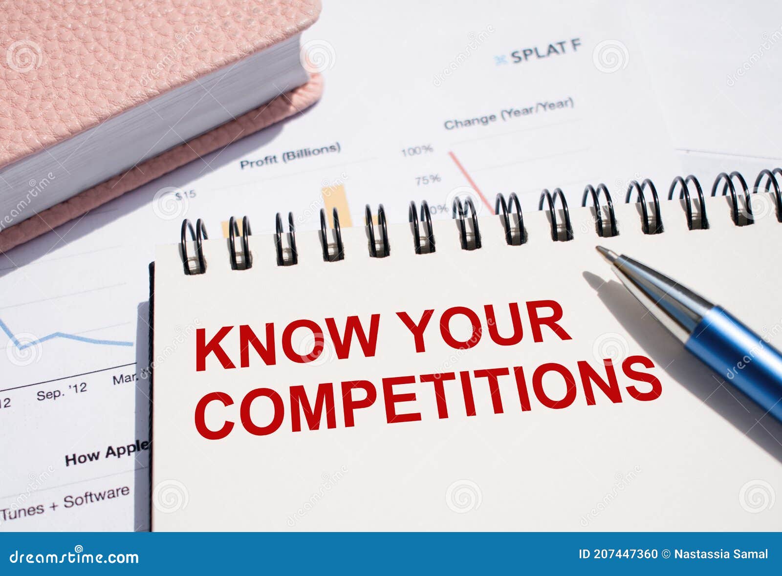 KNOW YOUR COMPETITIONS Text Written on Notepad with Pen on Financial ...