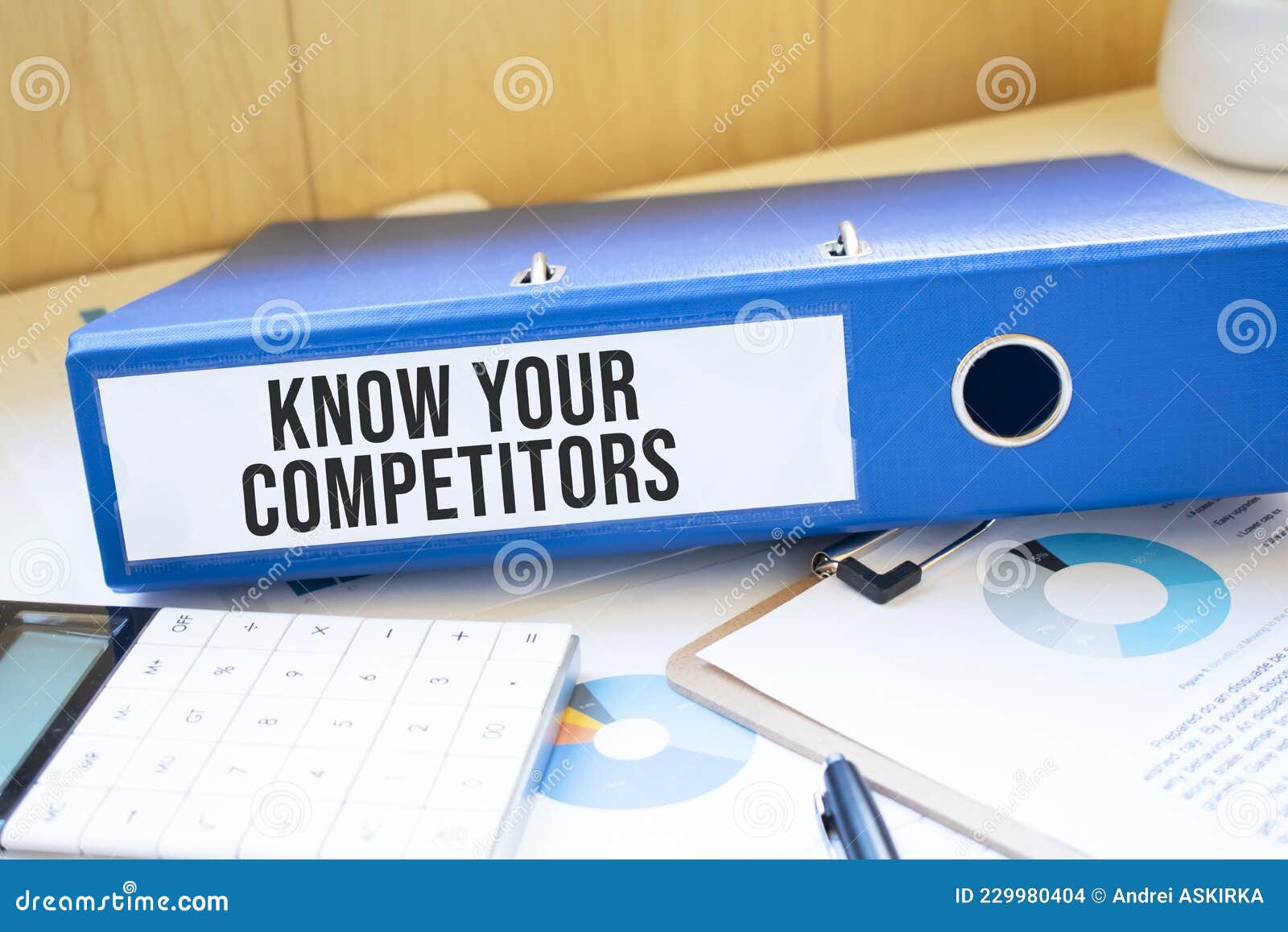 KNOW YOUR COMPETITORS Words on Labels with Document Binders Stock Photo ...