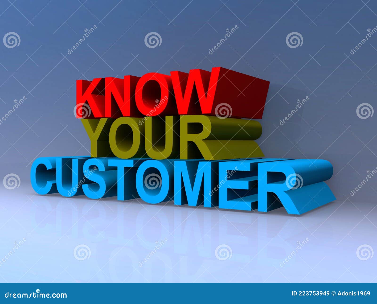 Know your customer on blue stock illustration. Illustration of question ...