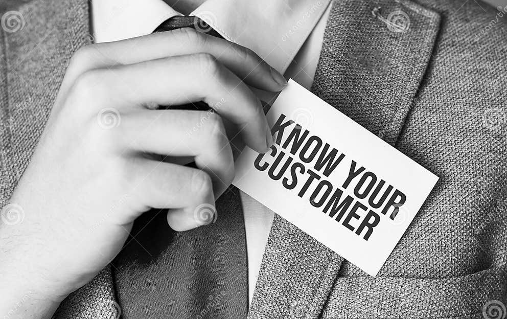 Know Your Customer Written on a Card in Man Hands Stock Photo - Image ...