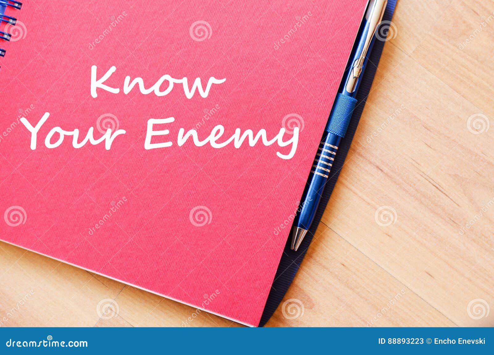 Know Your Enemy Write on Notebook Stock Image - Image of concept, game ...