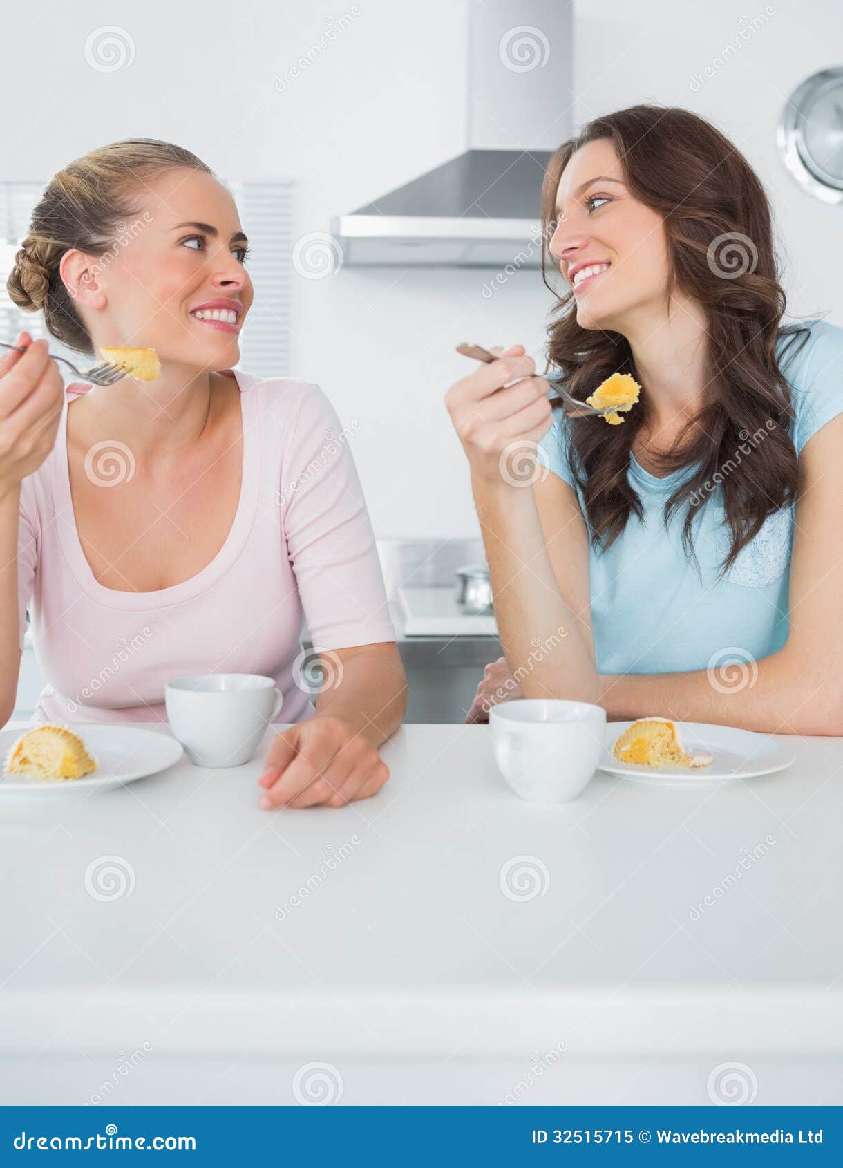 Knowing Women Eating Cake and Having Coffee Together Stock Image ...
