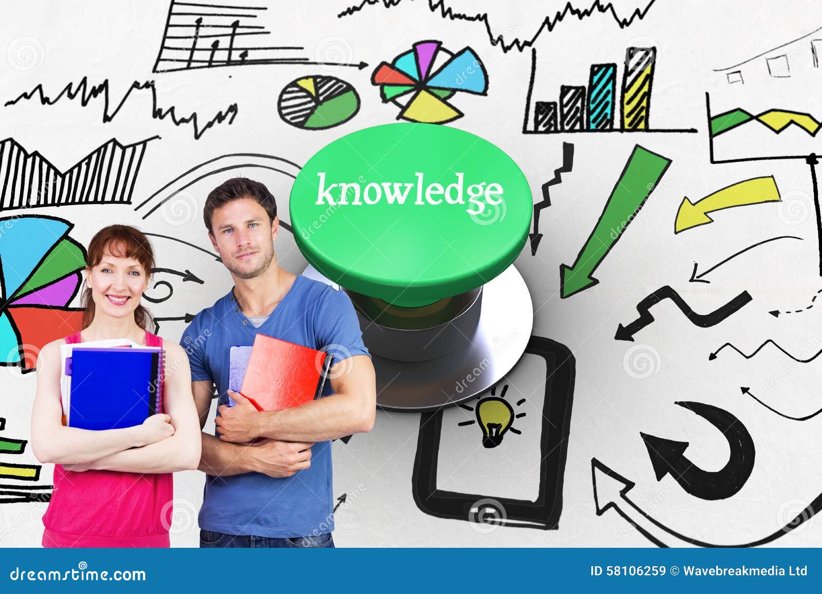 Knowledge Against Digitally Generated Green Push Button Stock ...