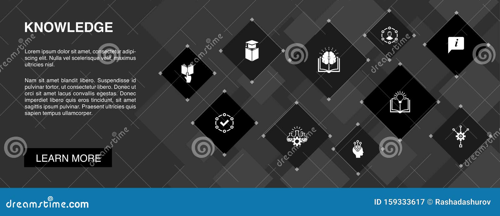 Knowledge Banner 10 Icons Concept Stock Vector - Illustration of book ...