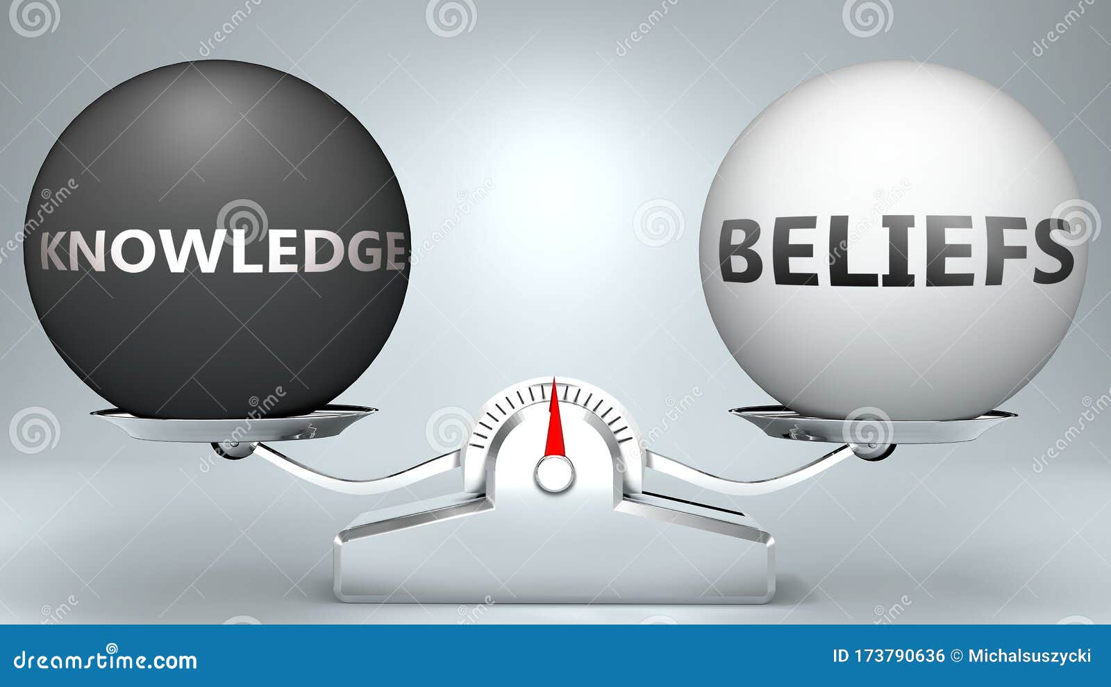 Knowledge and Beliefs in Balance - Pictured As a Scale and Words ...
