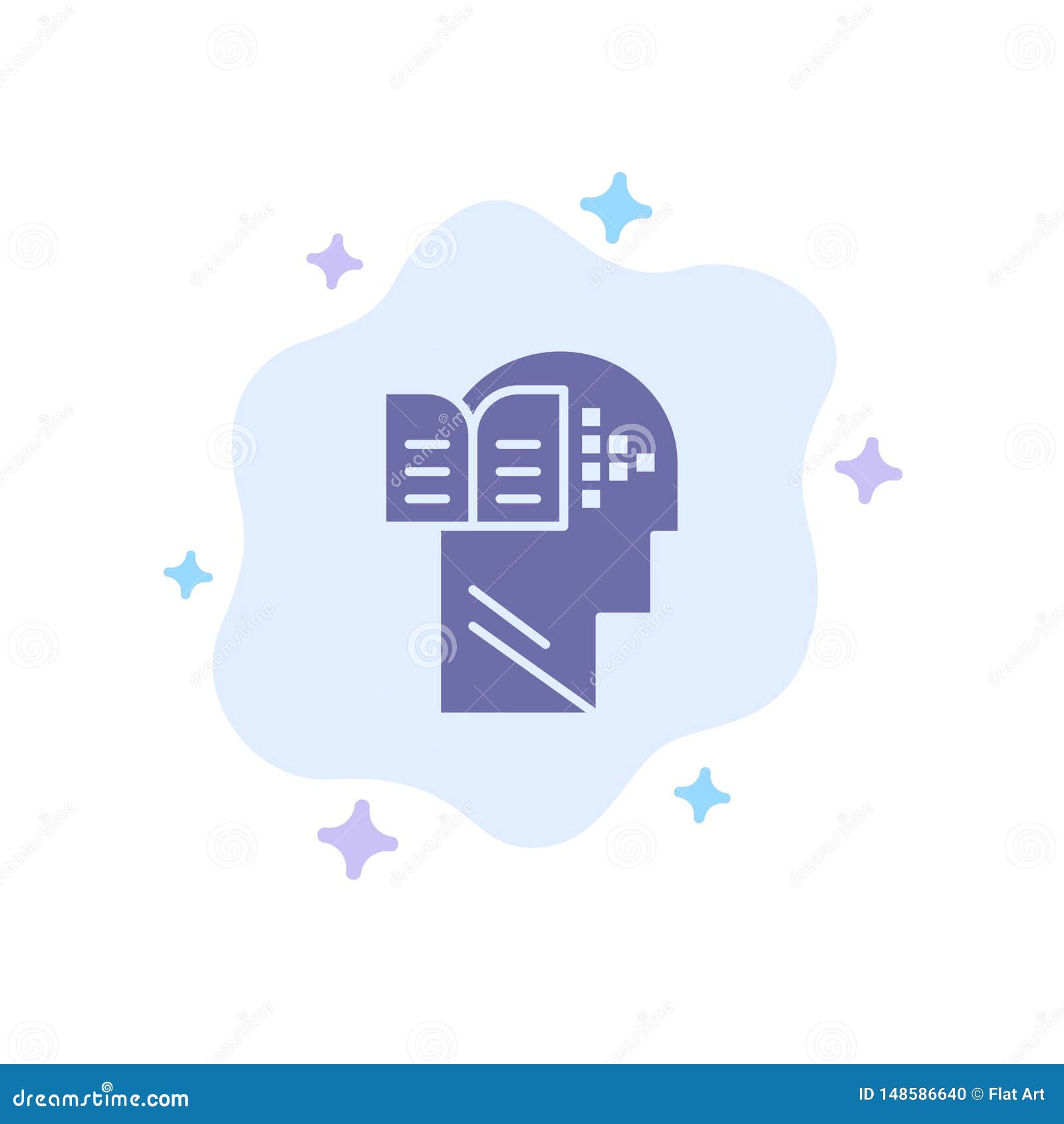 Knowledge, Book, Head, Mind Blue Icon on Abstract Cloud Background ...
