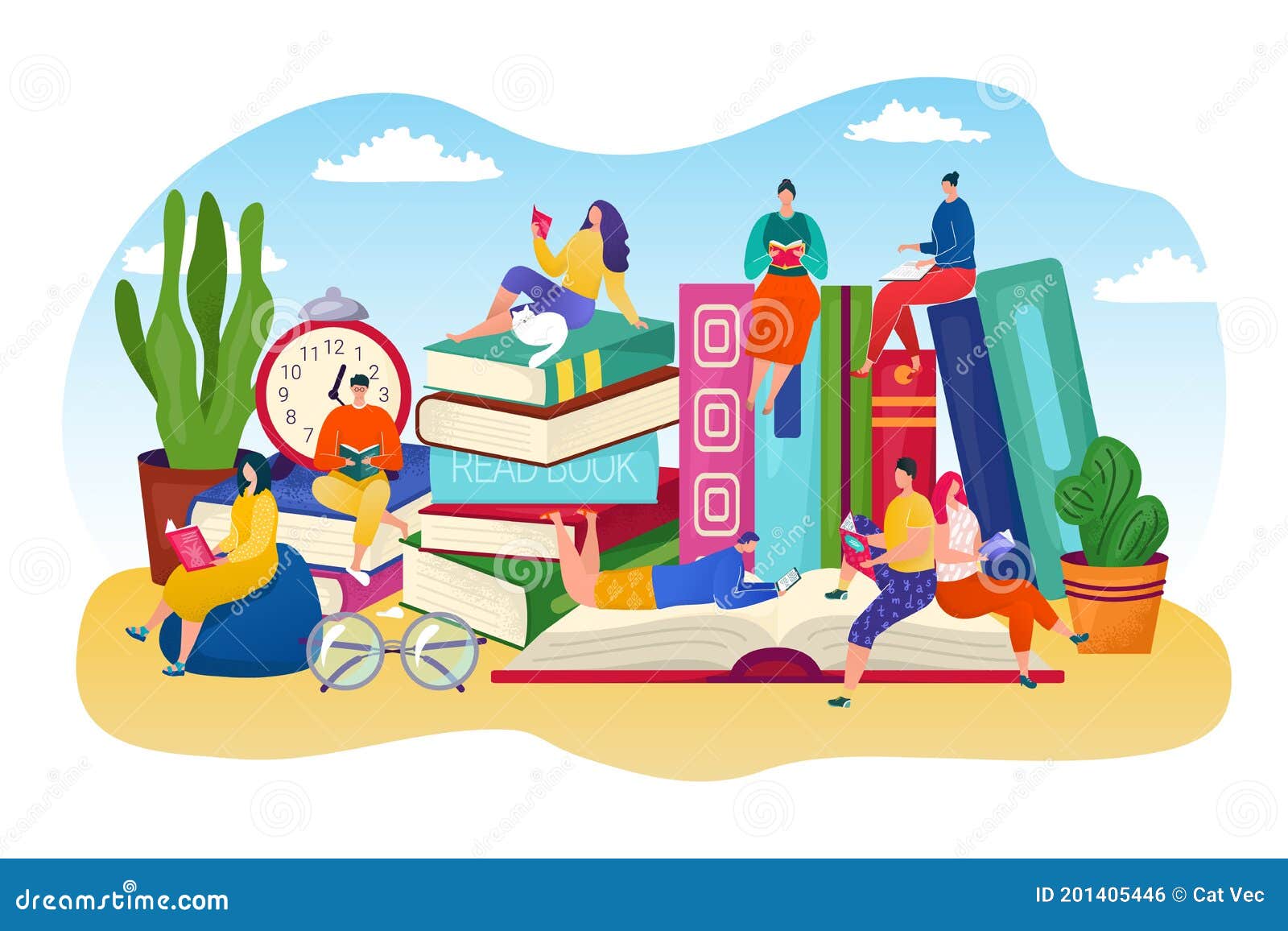 Knowledge in Book, Person Character Study Concept Vector Illustration ...