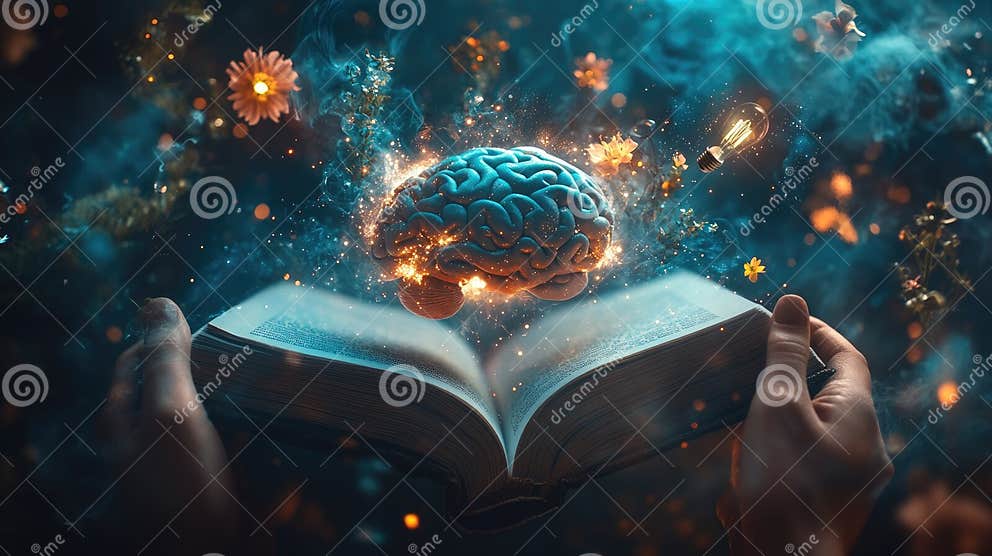 Knowledge Bridge: Hovering Brain Over an Open Book, Emphasizing How ...