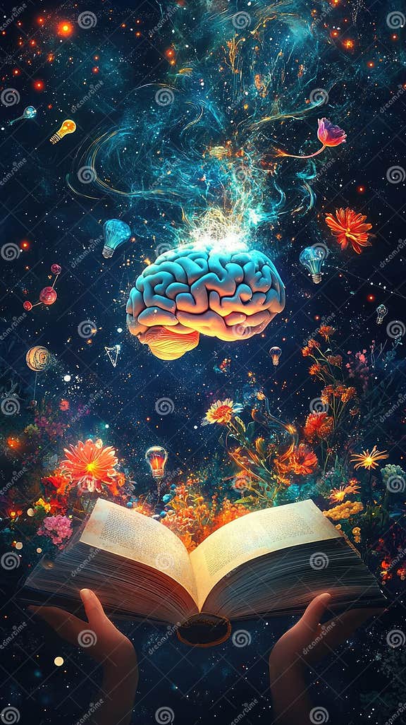 Knowledge Bridge: Hovering Brain Over an Open Book, Emphasizing How ...