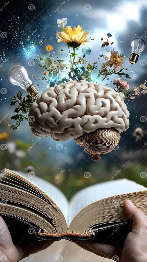Knowledge Bridge: Hovering Brain Over an Open Book, Emphasizing How ...