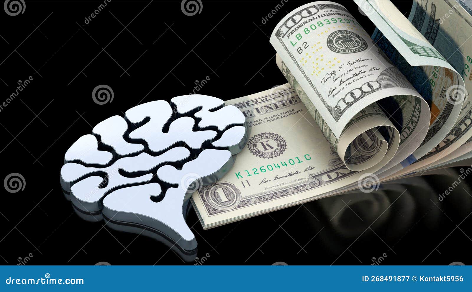 Knowledge is Capital - Brain Symbol on Dollar Bills Stock Image - Image ...