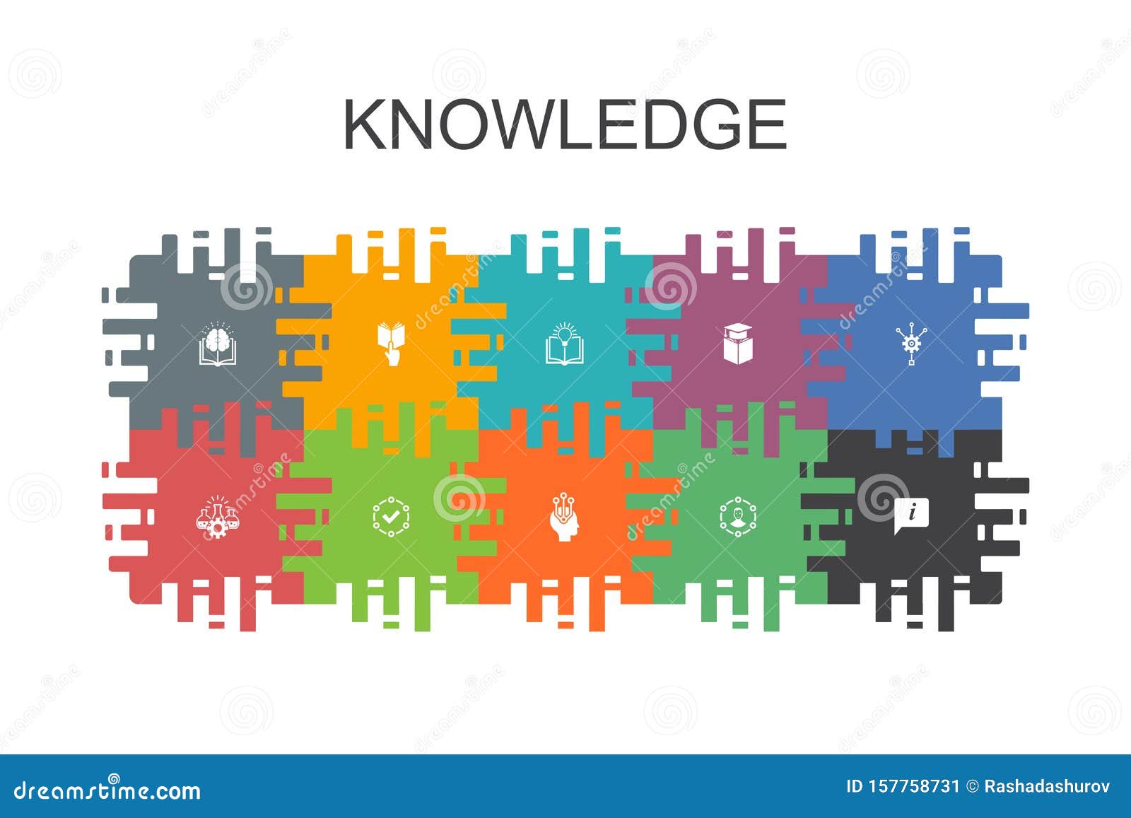 Knowledge Cartoon Template with Flat Stock Vector - Illustration of ...