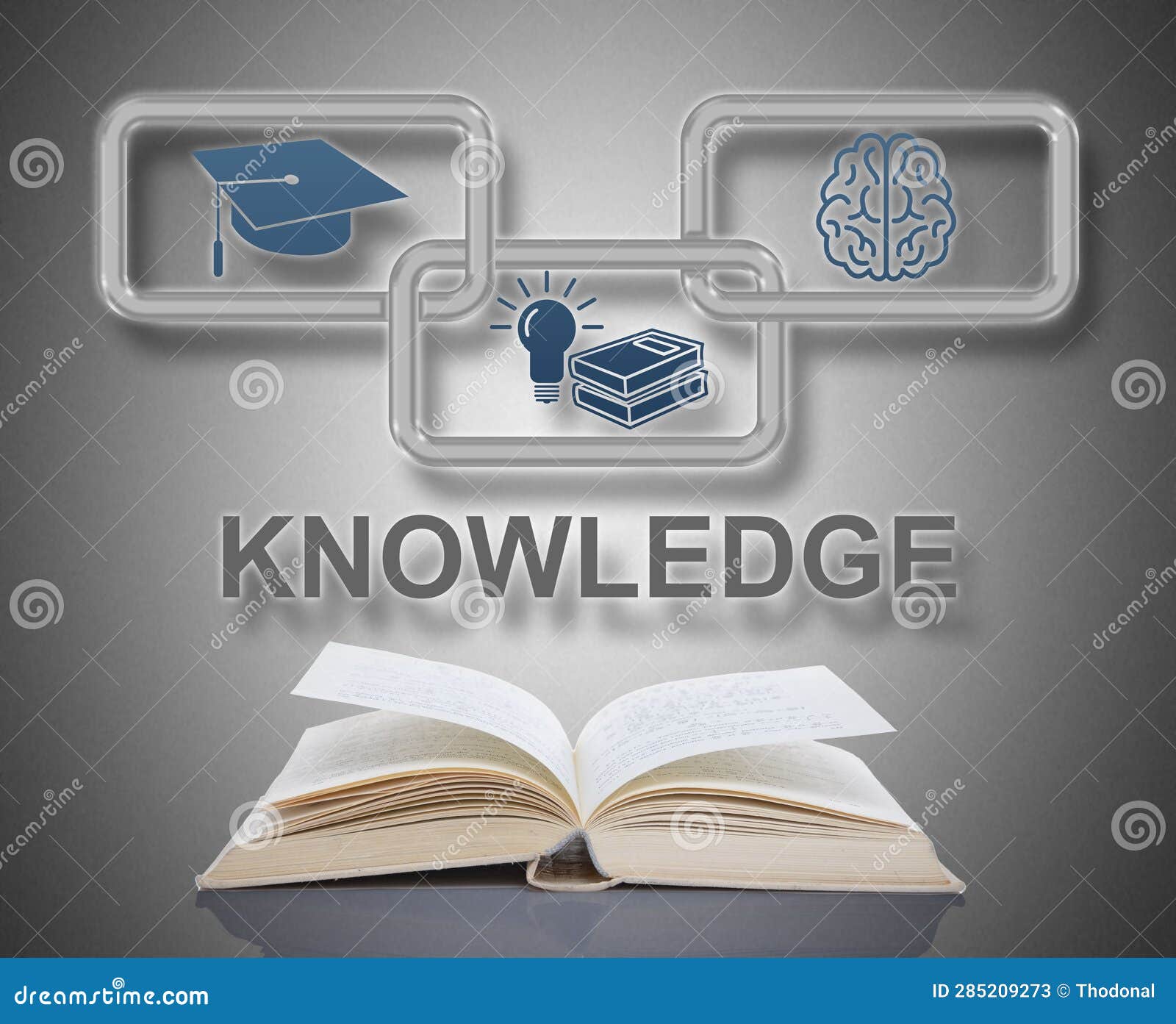 Knowledge Concept Above a Book Stock Image - Image of school ...