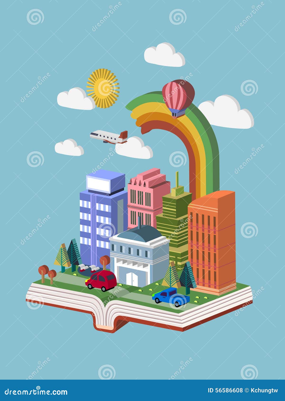 Knowledge Concept 3d Isometric Infographic with a Book Stock Vector ...