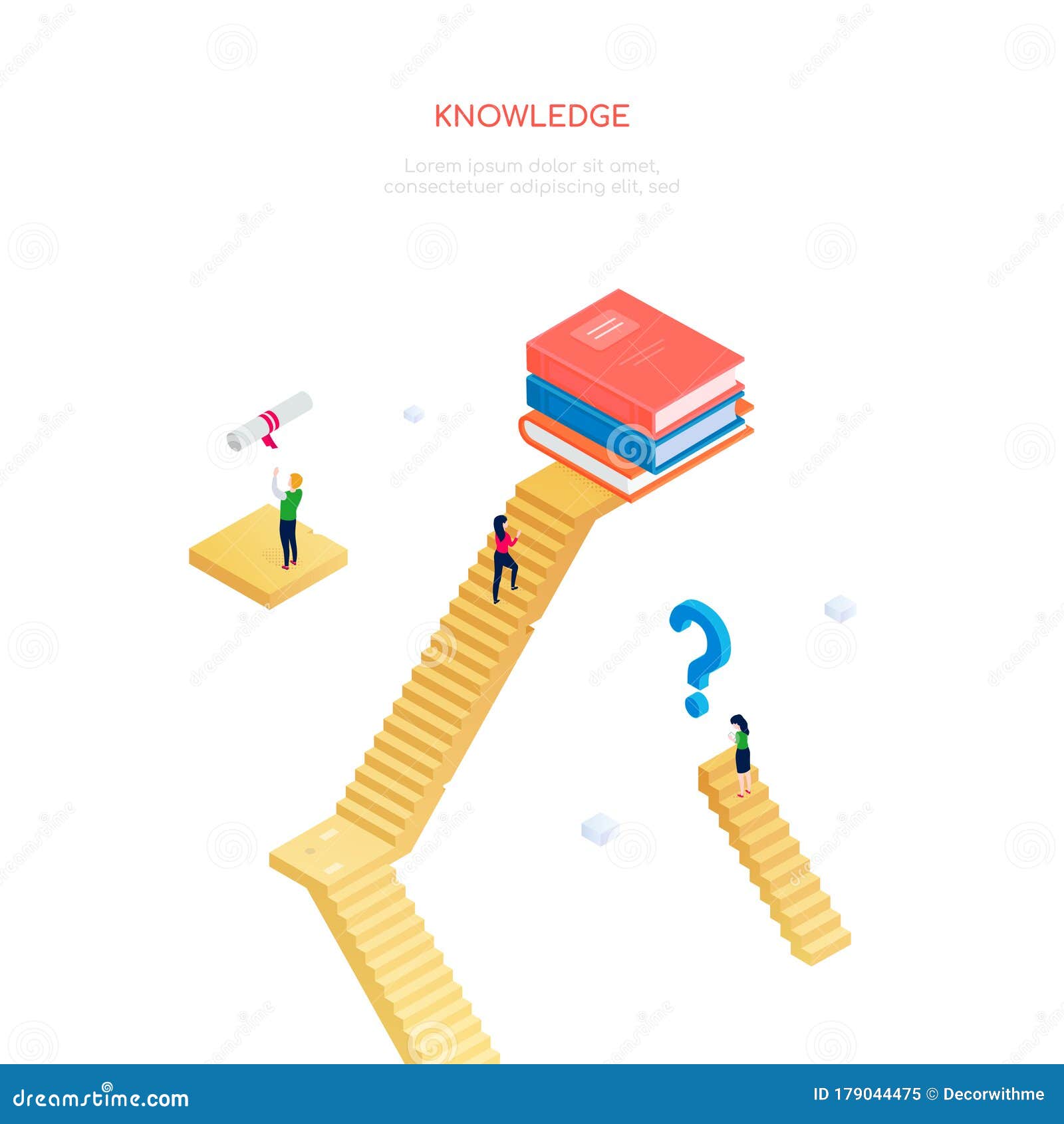 Knowledge Concept - Modern Isometric Vector Web Banner Stock Vector ...