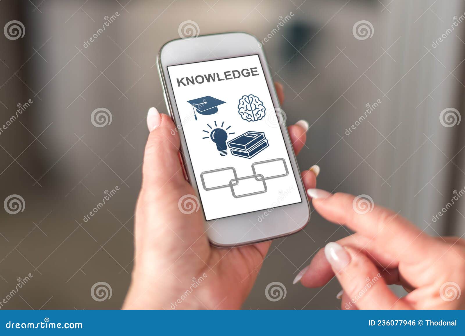Knowledge Concept on a Smartphone Stock Photo - Image of school ...