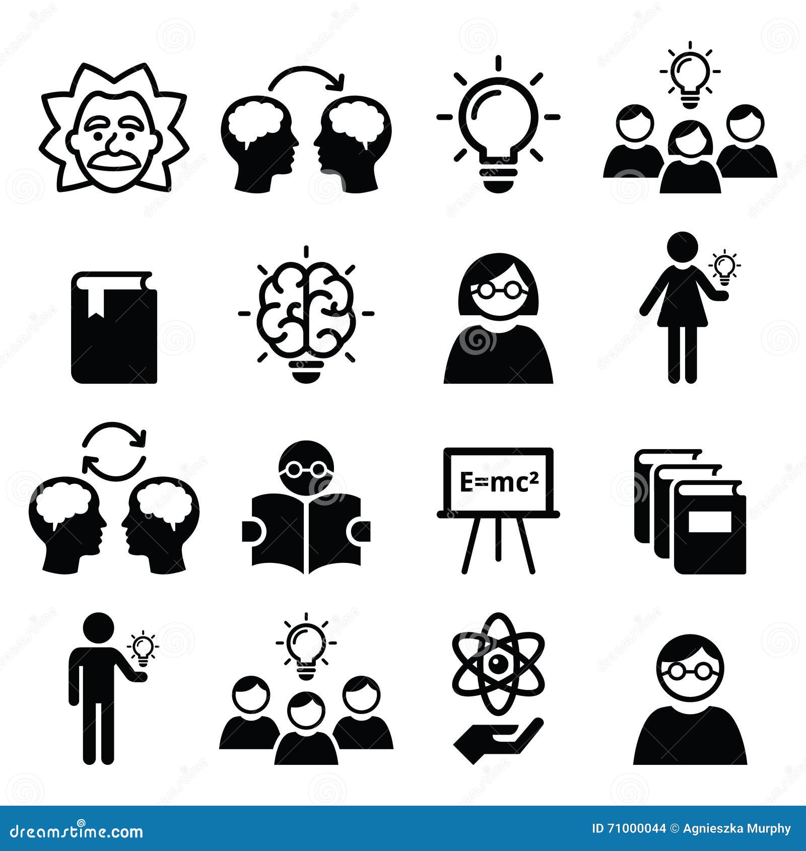 Knowledge, Creative Thinking, Ideas Icons Set Stock Illustration ...