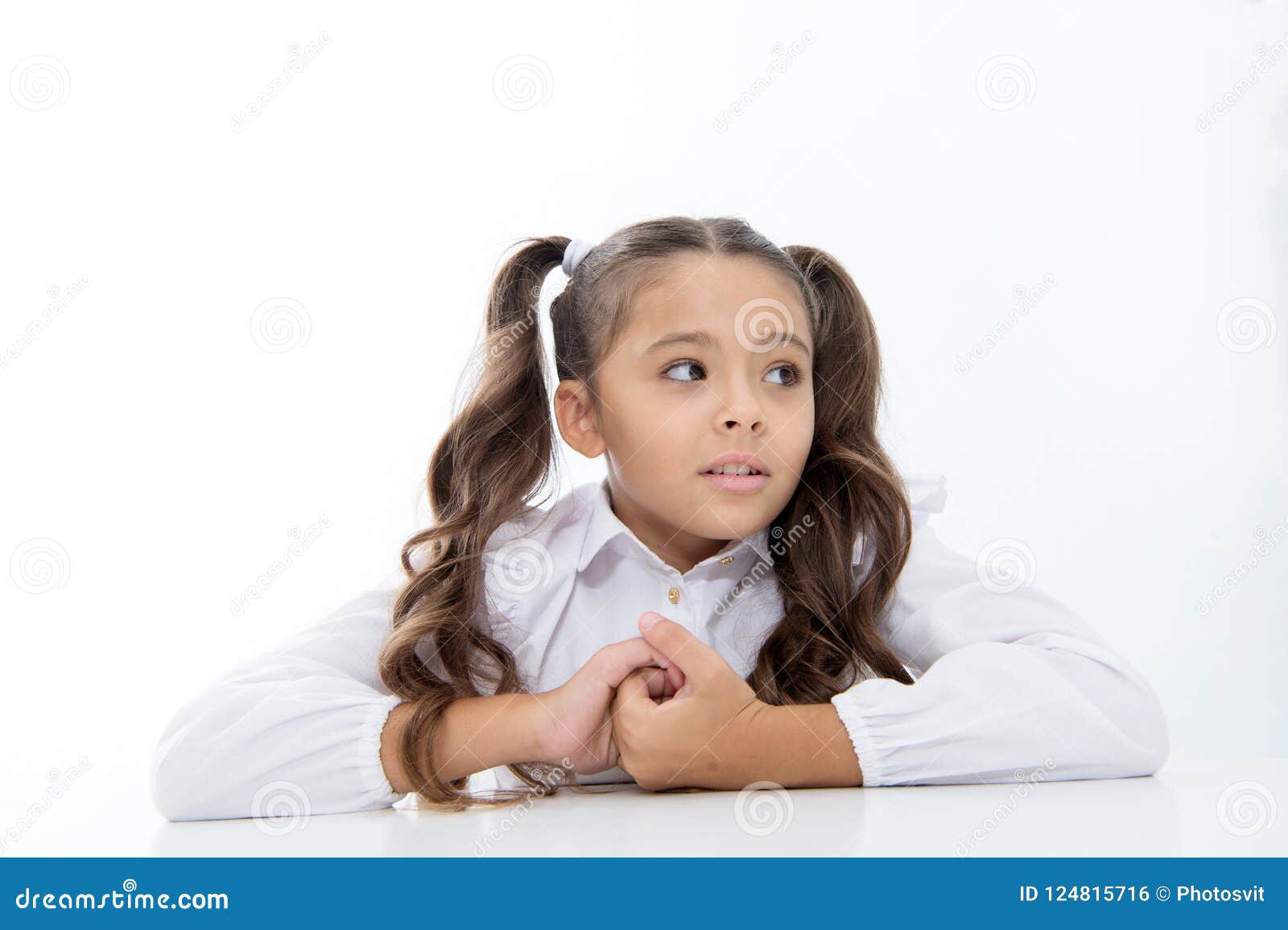 Knowledge Day. Small Girl Child in School at Knowledge Day. Small Child ...