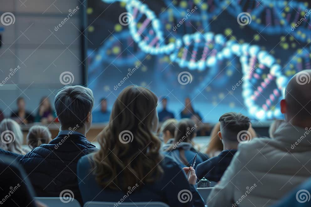 Knowledge Day, Students in a Lecture Hall Watching an Educational Video ...