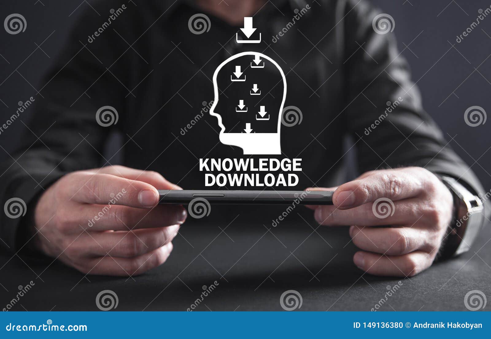 Knowledge Download. Human Head Stock Photo - Image of solution, design ...