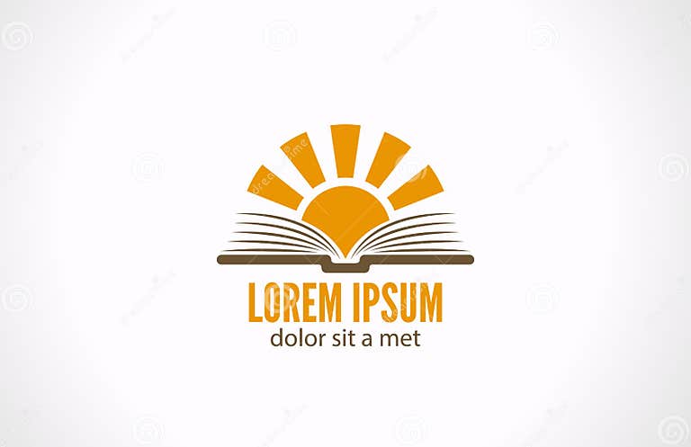 Knowledge E-reading Library Concept. Logo Sun Over Stock Vector ...