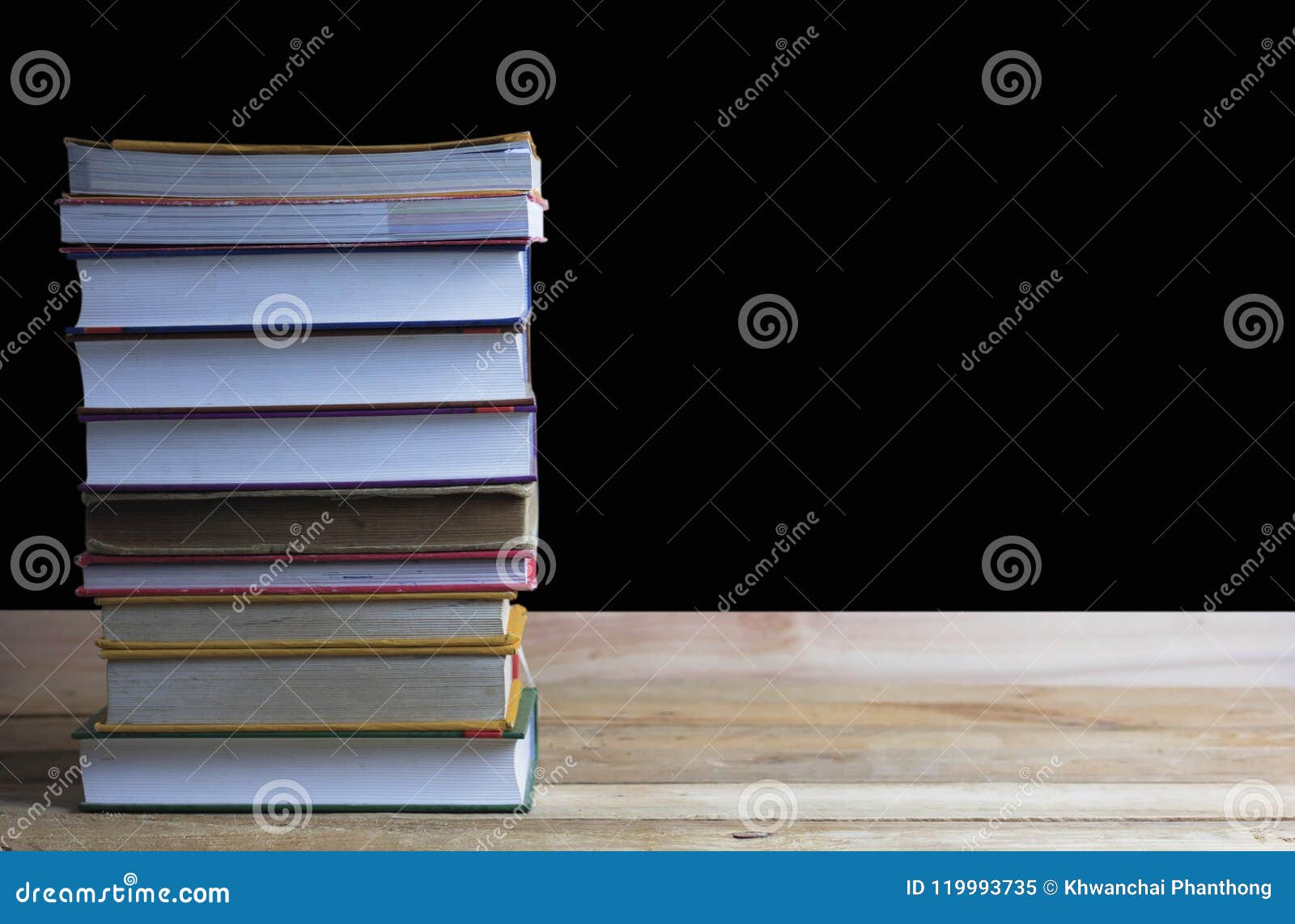 Knowledge and Education Concept, Stacked of Books on Table Stock Image ...
