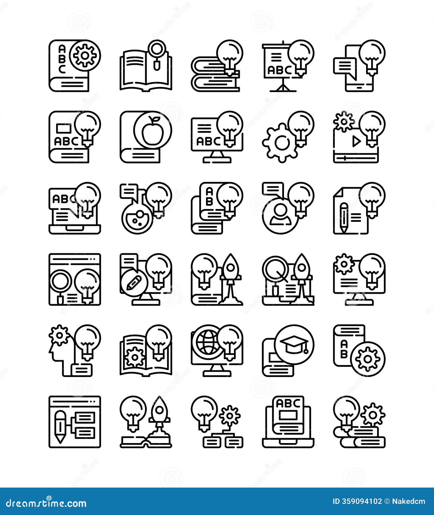 Knowledge Education Learning Line Icon Set Stock Vector - Illustration ...
