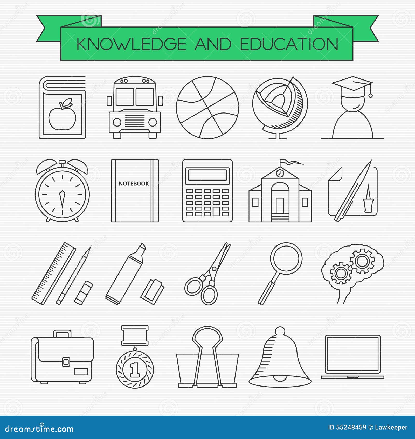 Knowledge and Education Line Icons Set Stock Vector - Illustration of ...