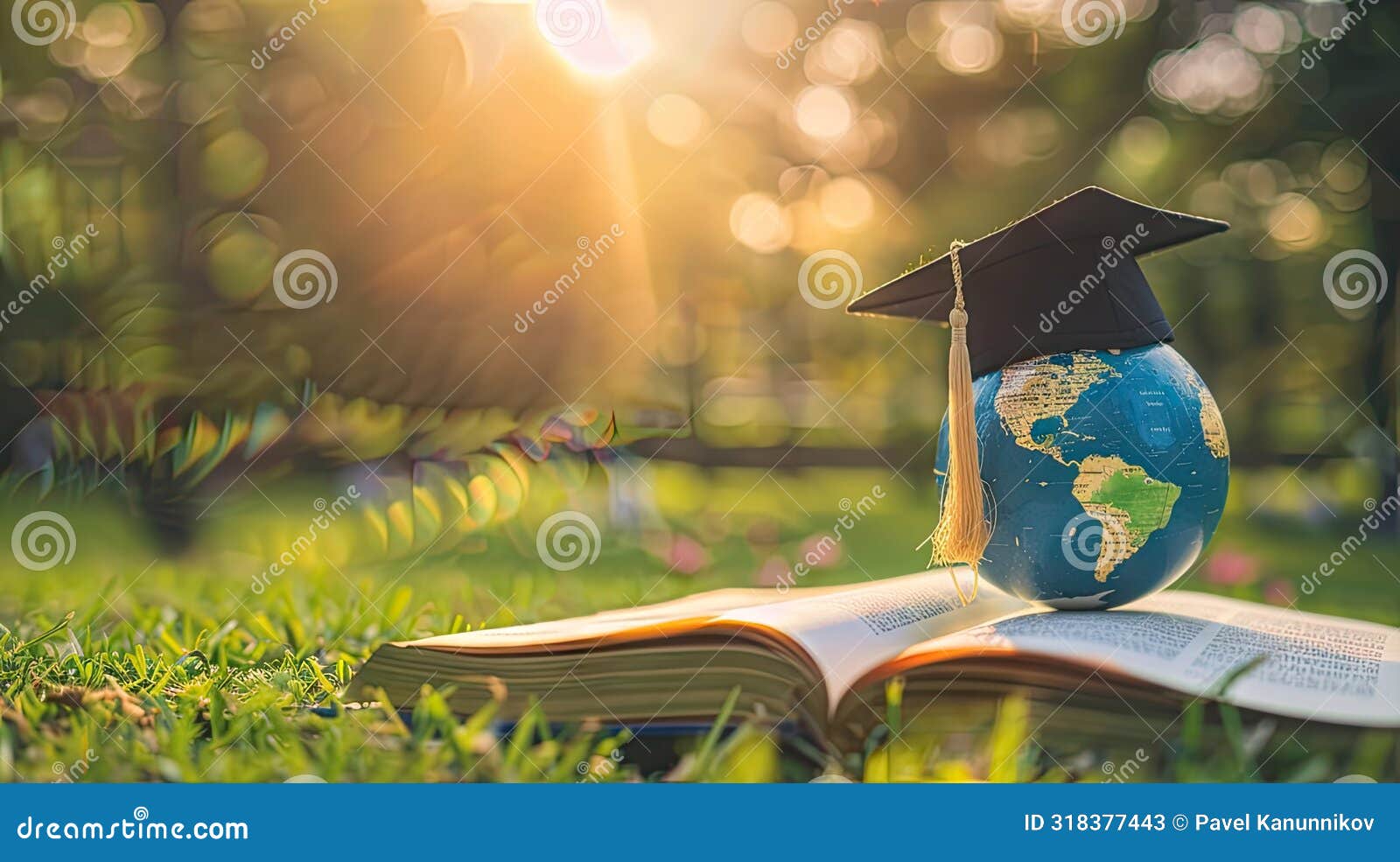 Knowledge Empowers Achievement: Graduation Cap Resting on Open Book ...