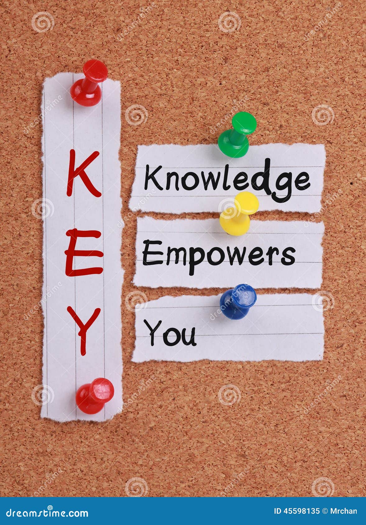 Knowledge Empowers You and KEY Acronym Stock Image - Image of intellect ...
