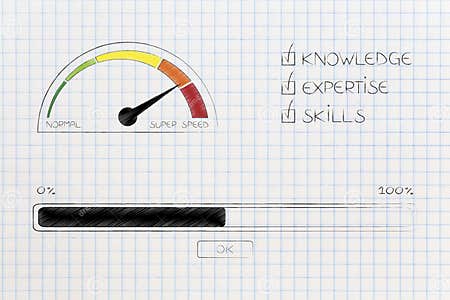 Knowledge Expertise and Skills Progress Bar Loading and Caption Stock ...