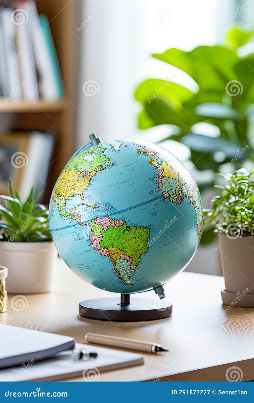 Knowledge and Geography with a World Map Globe Resting on a Desk ...