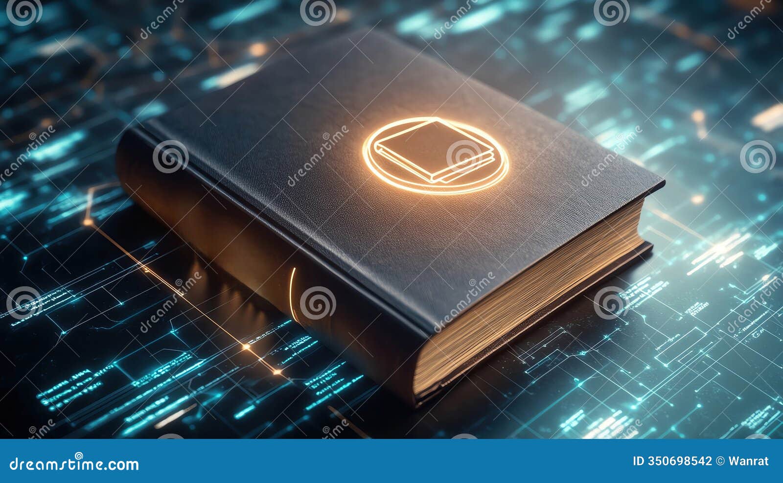 Knowledge Growth through Digital Education Visualized As Glowing Book ...