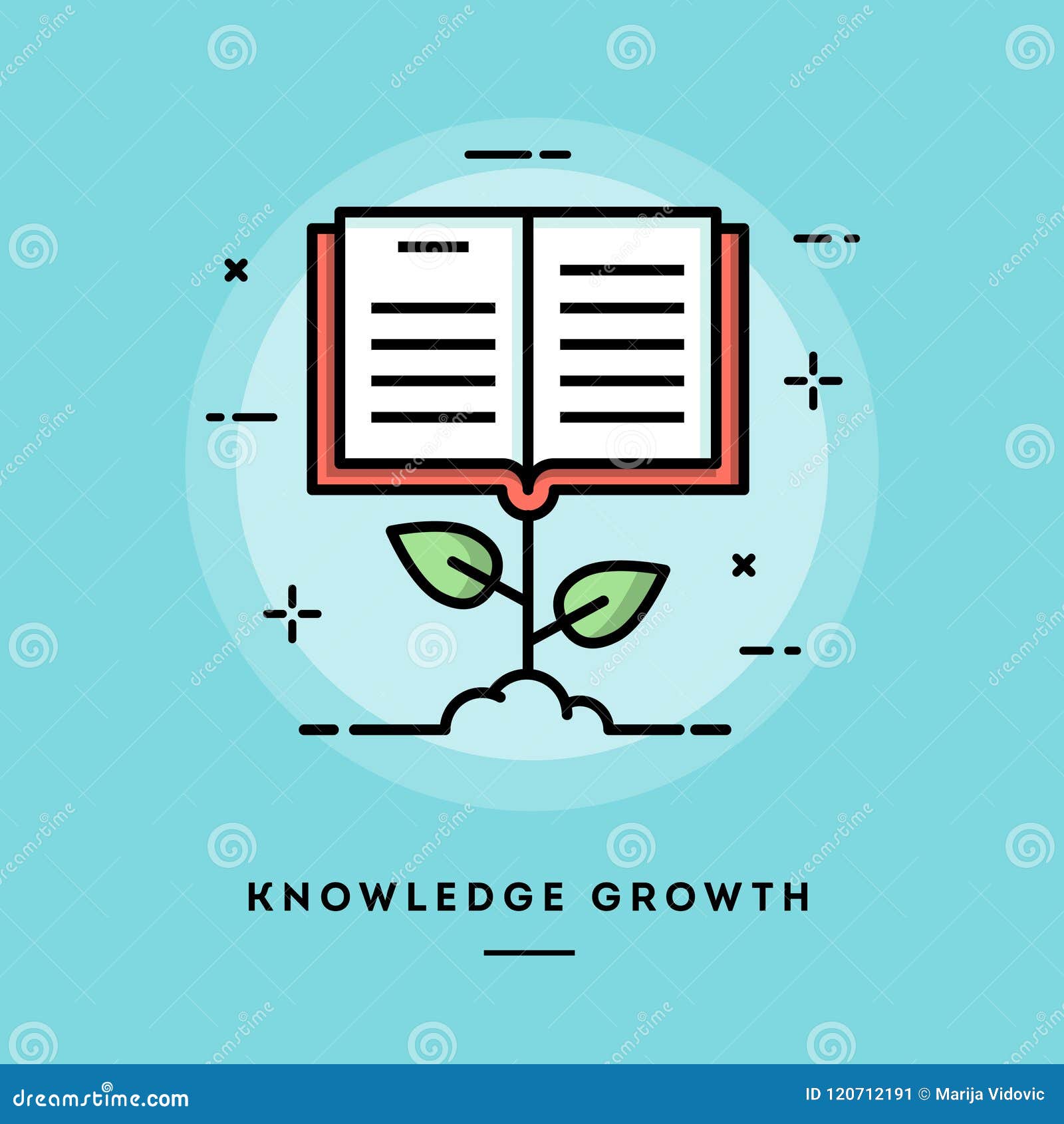 Knowledge Growth, Flat Design Thin Line Banner Stock Illustration ...