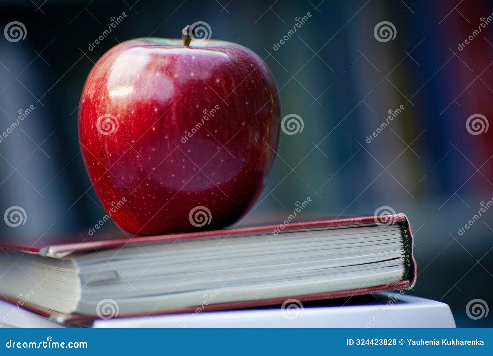 Knowledge Harvest: Red Apple on Books Stock Illustration - Illustration ...