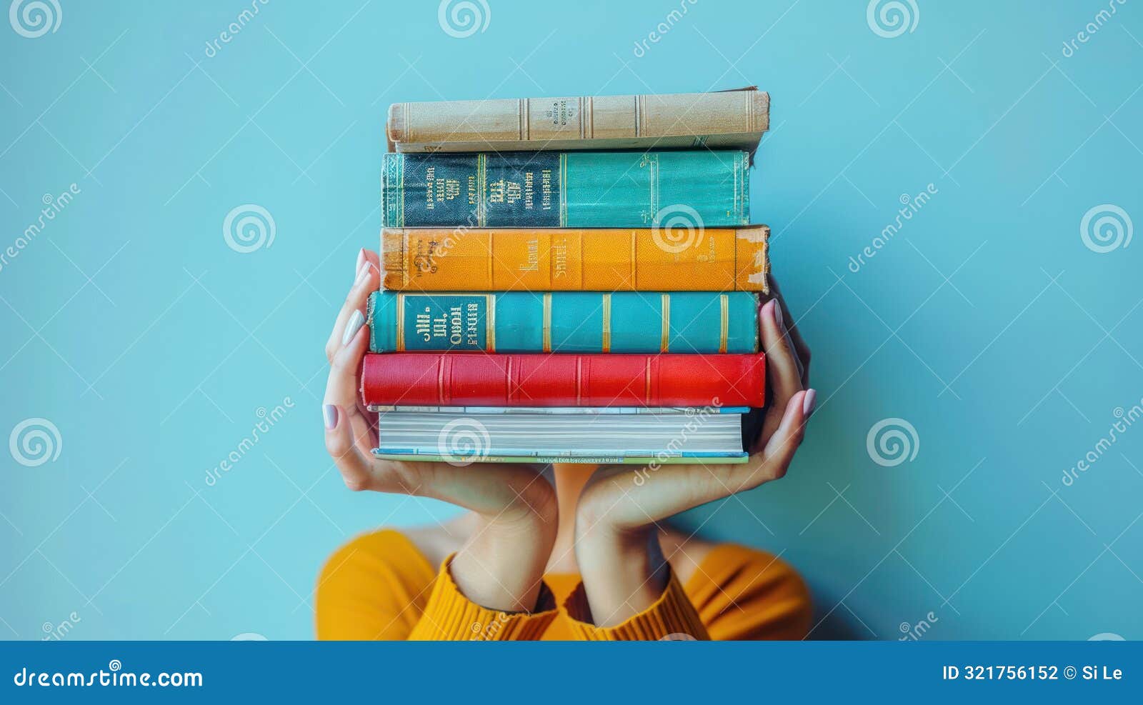 Knowledge in Her Hands: Woman Holding Books for Education, Library ...