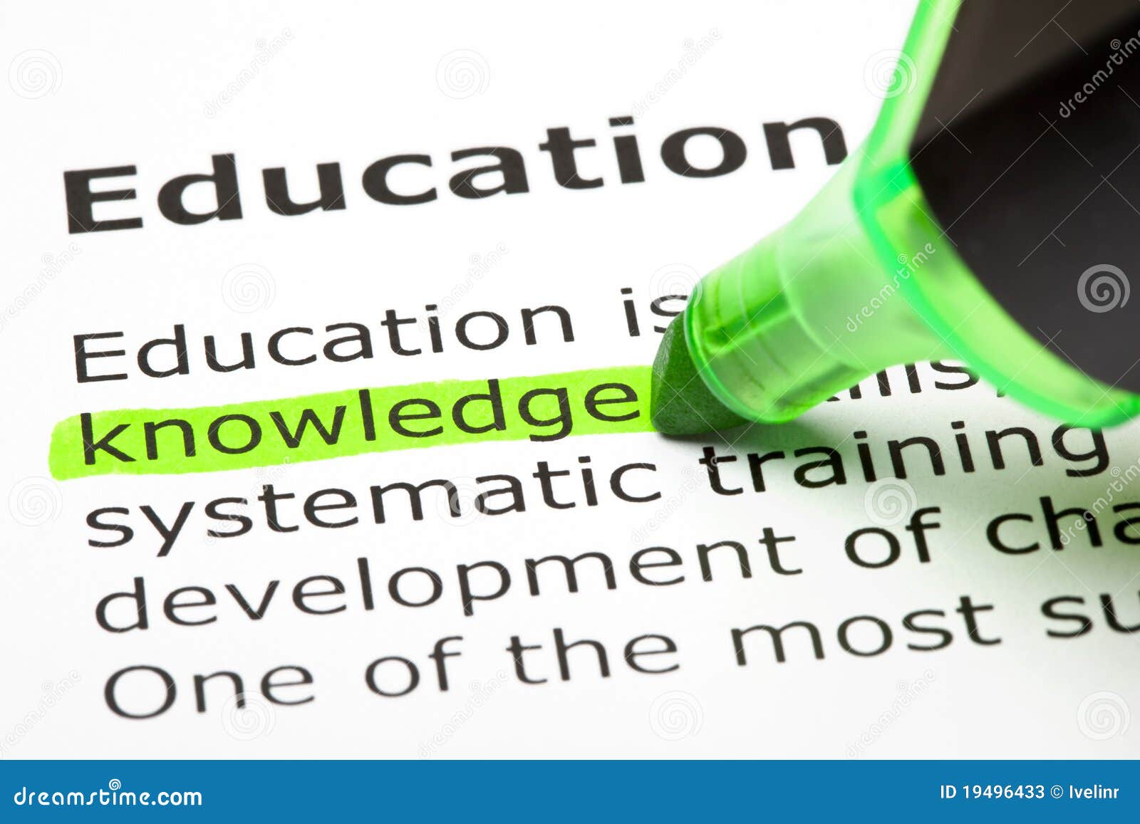 Knowledge Highlighted in Green Stock Image - Image of education ...
