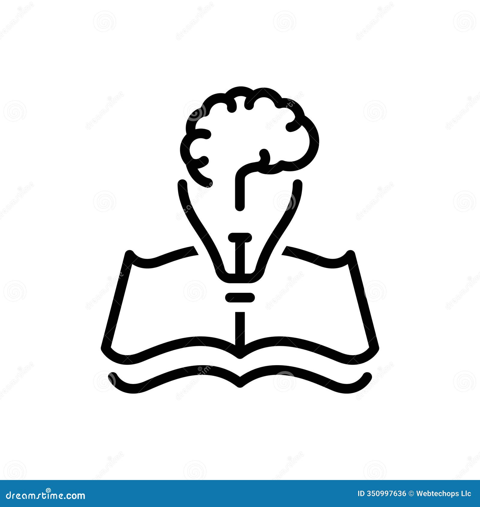 Black Line Icon for Knowledge, Book and Brain Stock Illustration ...